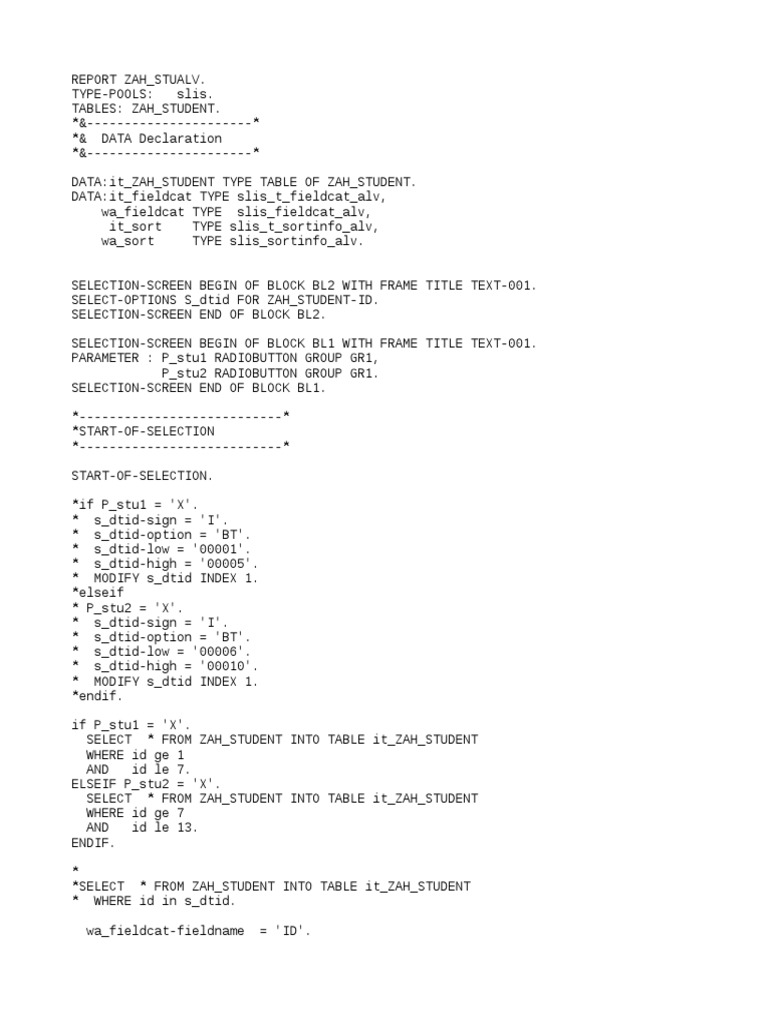 Selection Screen Conditions in Alv Report | PDF