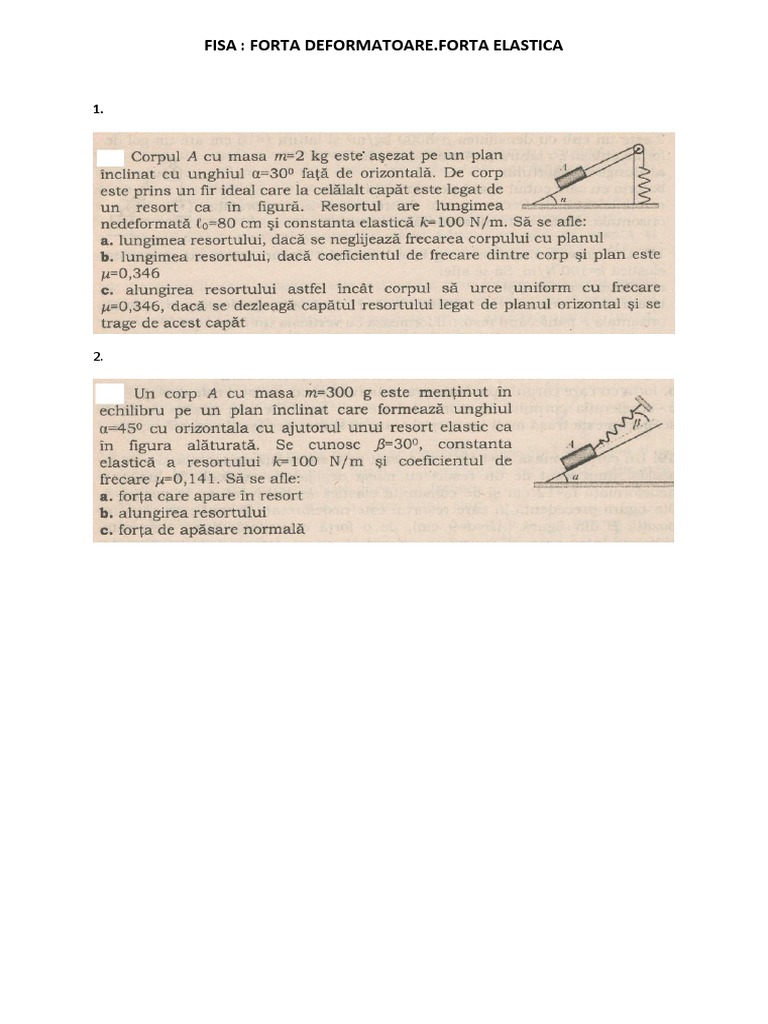 Tema 5. Forta Deformatoare - Forta Elastica | PDF