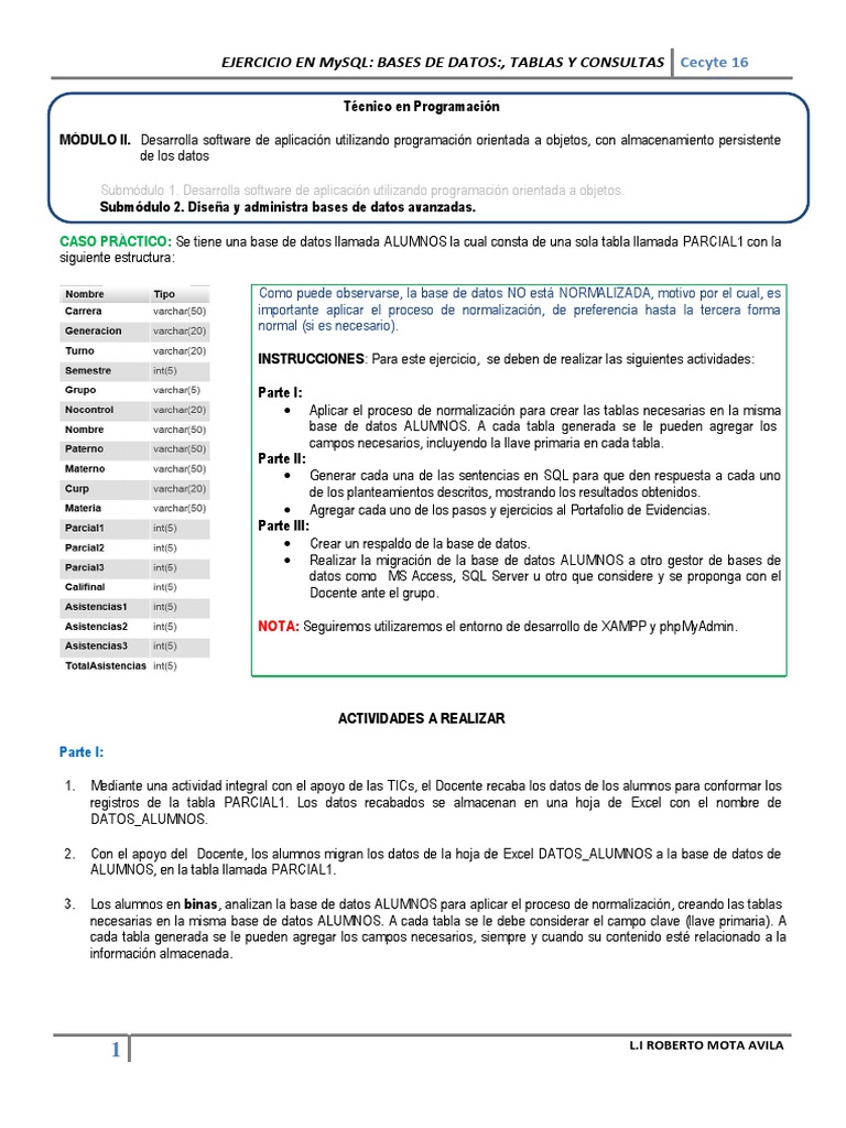 Desarrollo de Software y BD Avanzadas | PDF | Tabla (base de datos ...