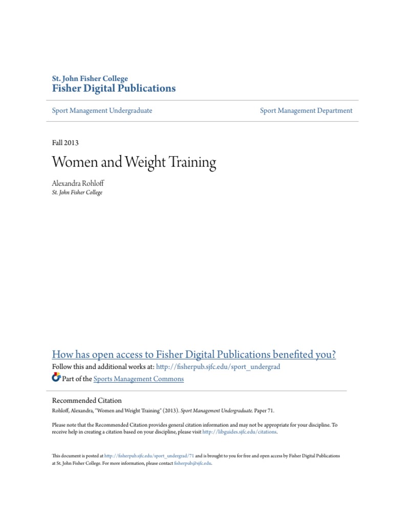 Women and Weight Training | PDF | Strength Training | Weight Training