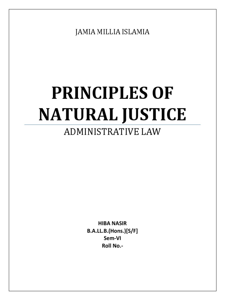 Principles of Natural Justice | PDF | Equity (Law) | Judgment (Law)