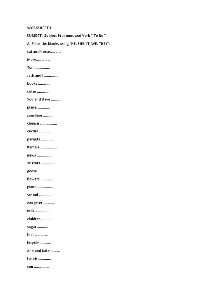 Pronouns and Verb " To Be " | PDF