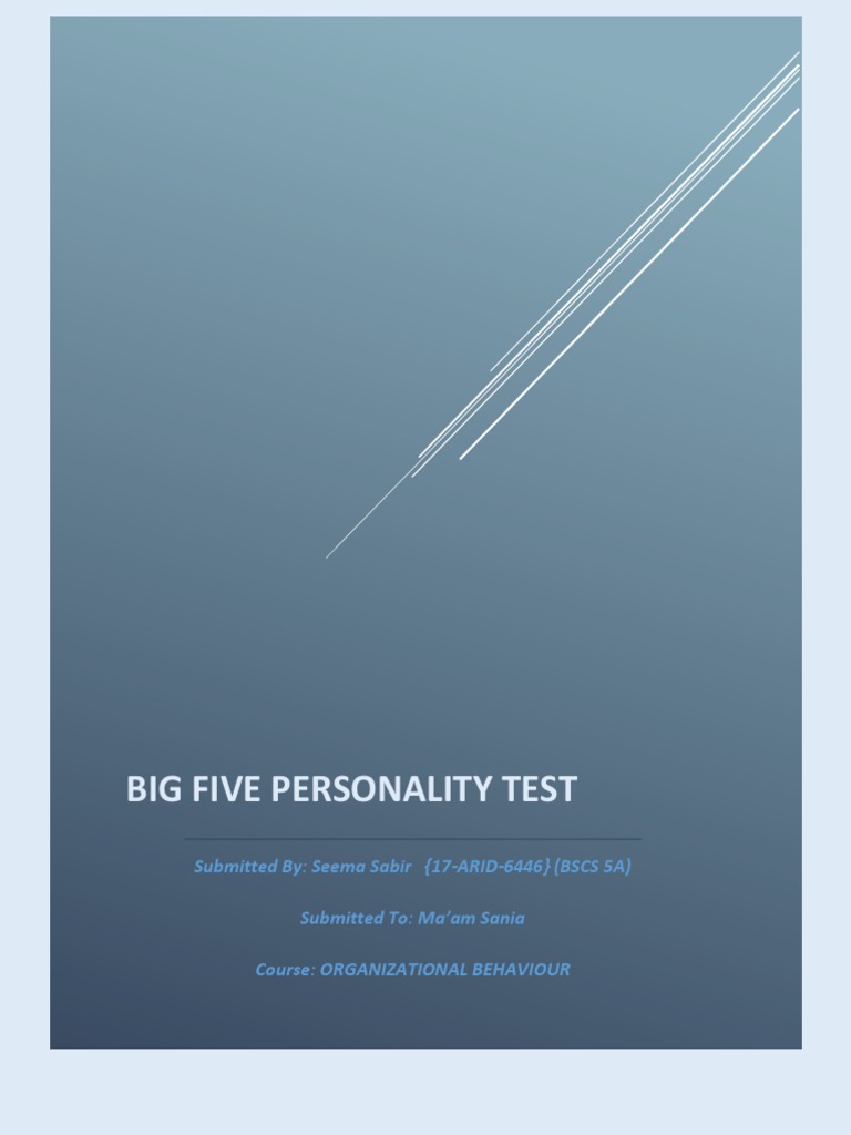 Five Personality Test Pdf Anxiety Metaphysics Of Mind