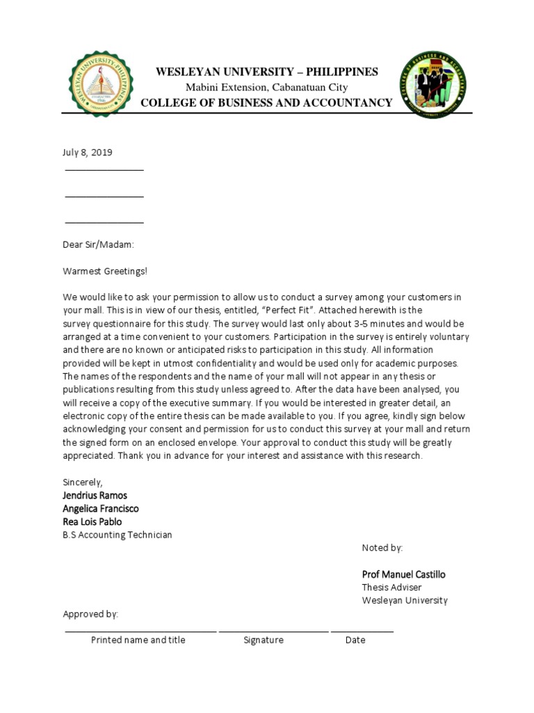 Permission Letter | PDF | Thesis | Government Information