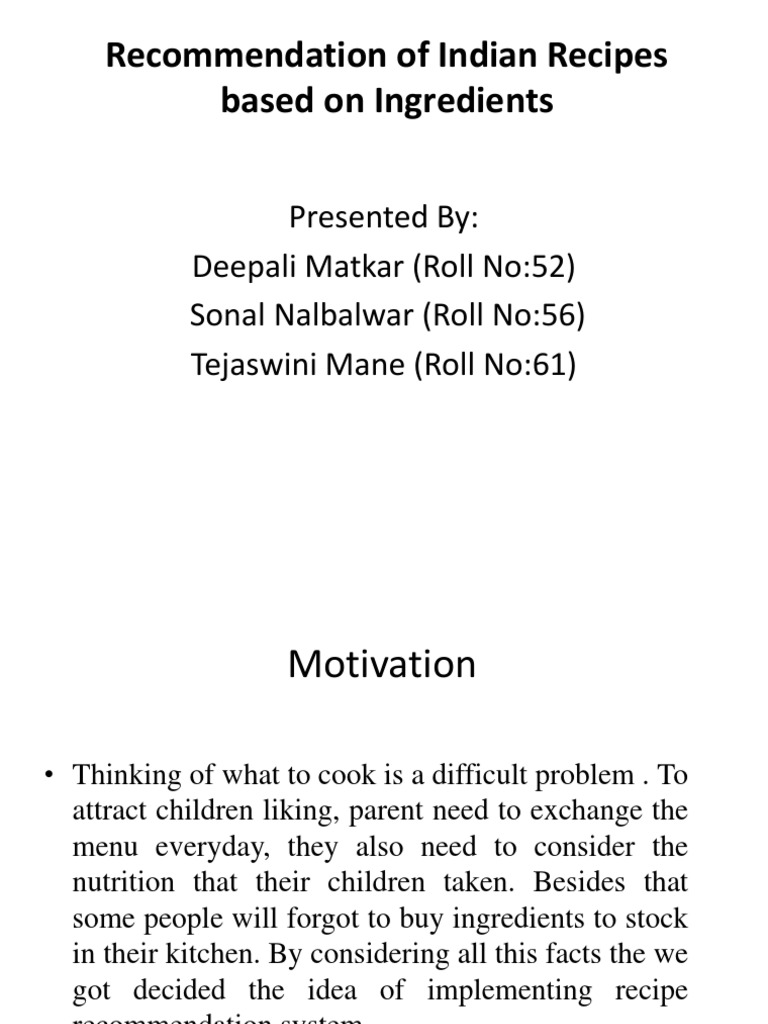 Recommendation of Indian Recipes Based On Ingredients | PDF | Software ...
