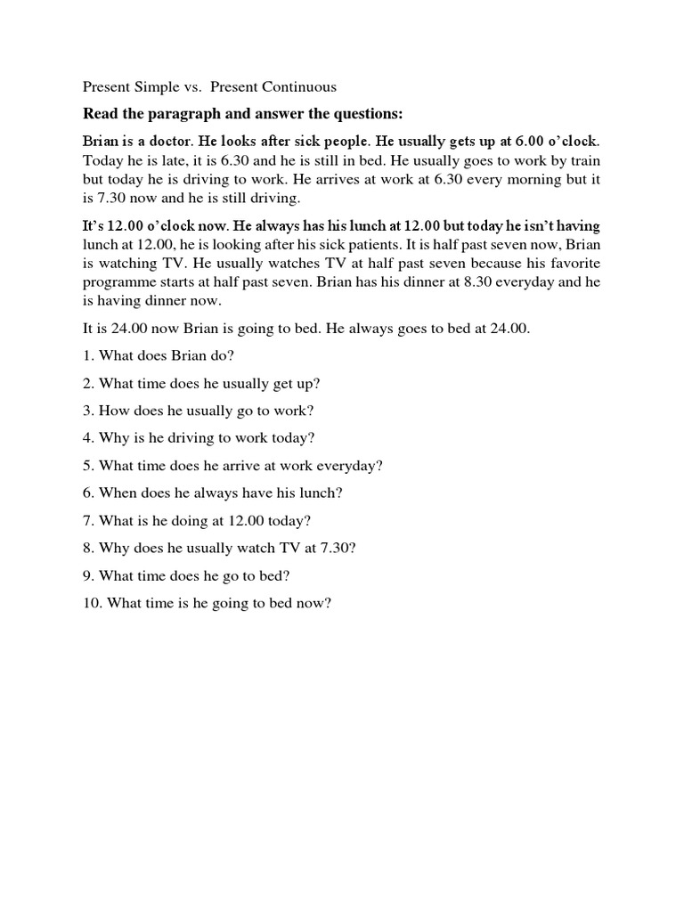 Read The Paragraph and Answer The Questions | PDF