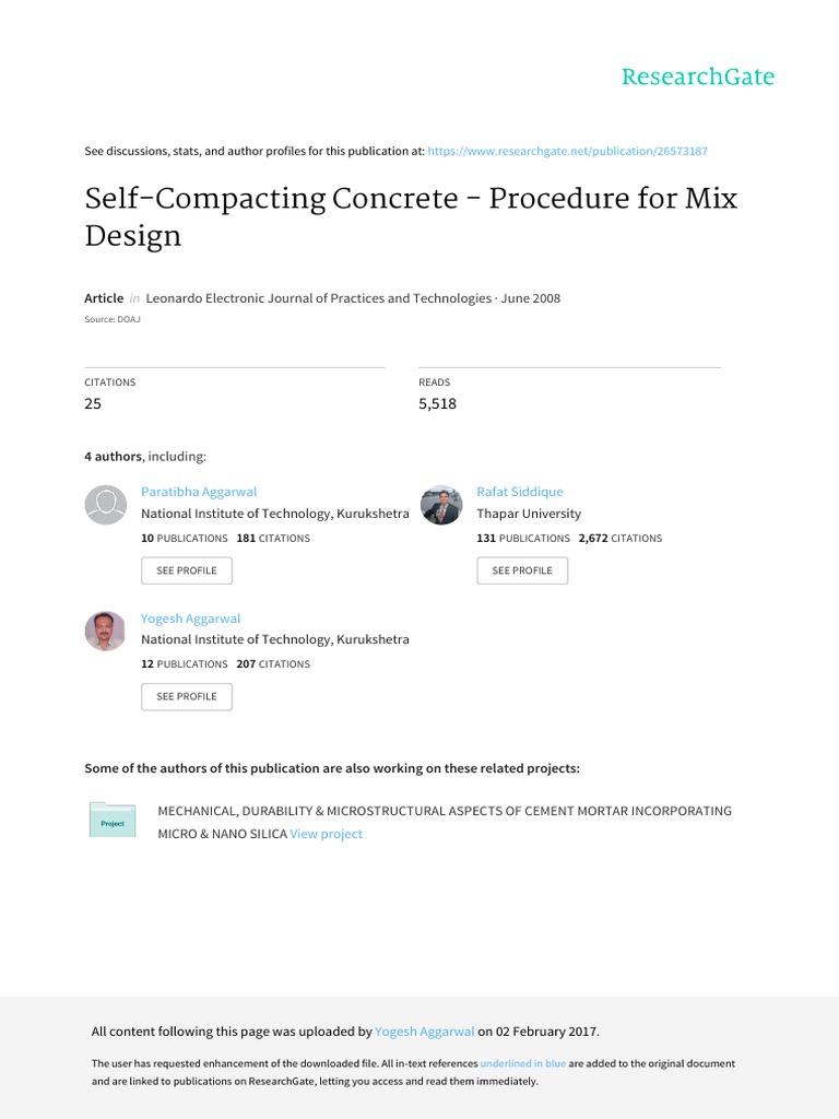 Self-Compacting Concrete - Procedure For Mix Design | PDF | Fly Ash ...