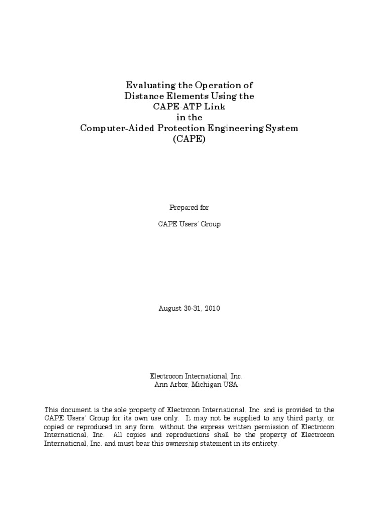 Evaluating The Operation of Distance Elements Using The Cape-Atp Link ...