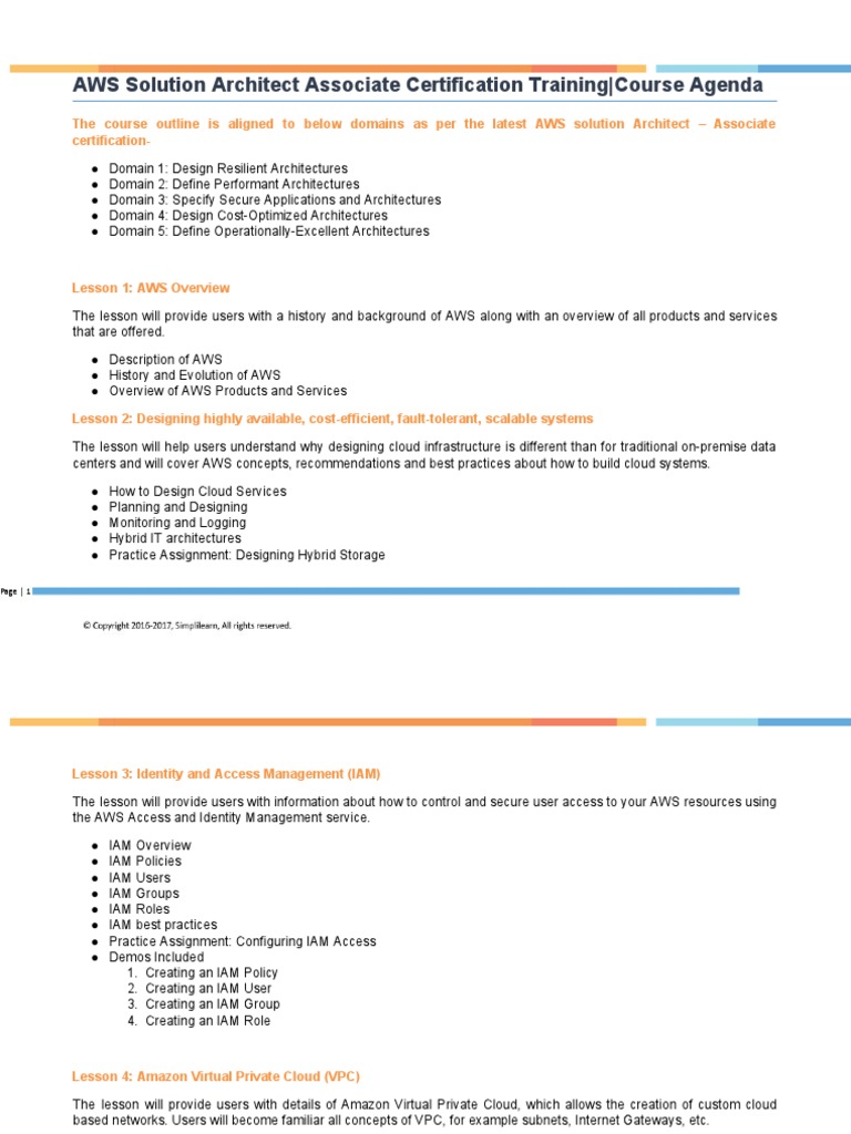 AWS Solution Architect Associate Certification Training - Course Agenda ...