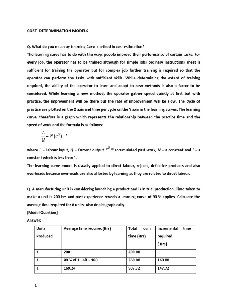 Cost Estimation Models | PDF | Economies Of Scale | Inventory