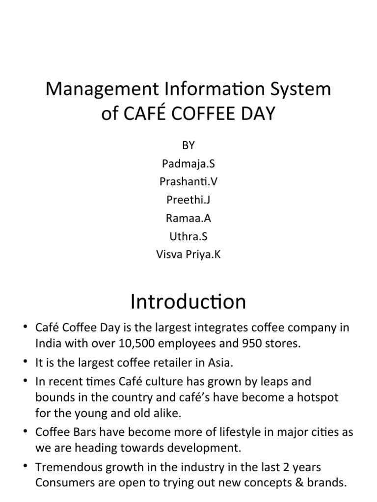 Management Info System for Café Coffee Day | PDF | Computers