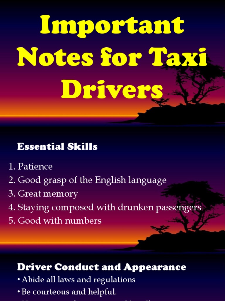 Important Notes For Taxi Drivers | PDF