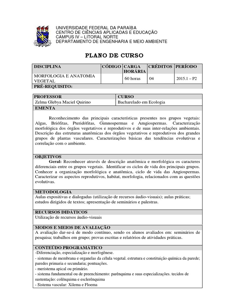 Morfologia e Anatomia Vegetal PDF | PDF | Morfologia vegetal | Raiz