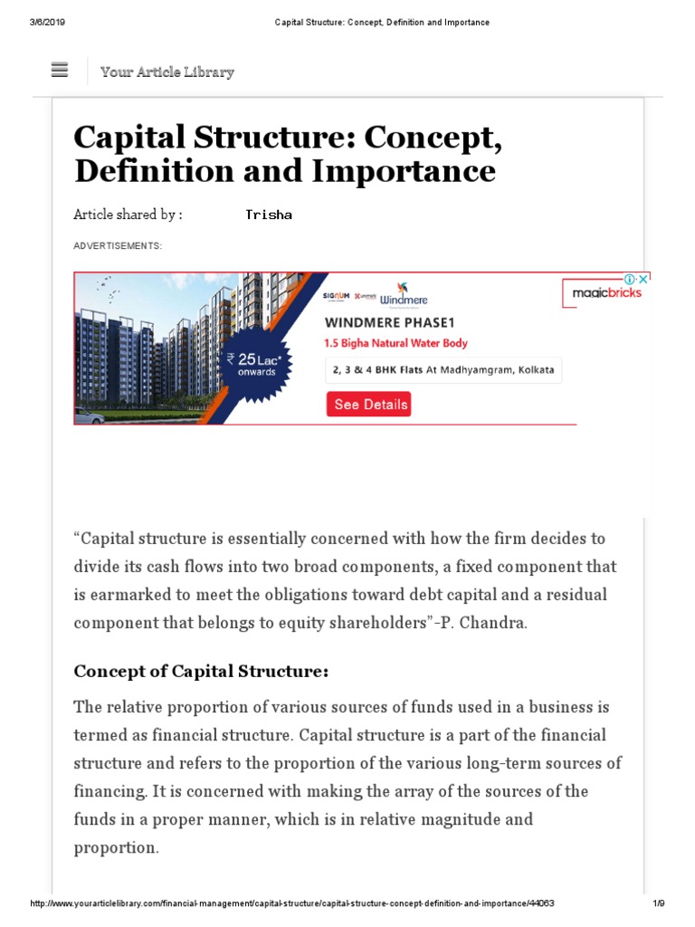 Capital Structure - Concept, Definition and Importance | PDF | Capital ...