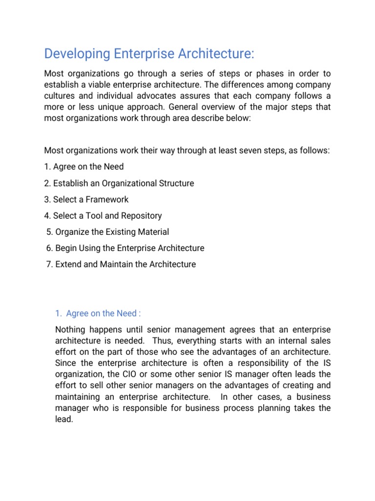 Developing Enterprise Architecture | PDF