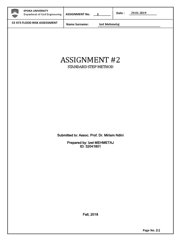 Assignment #2: Standard Step Method | PDF | Fluid Mechanics | Physics