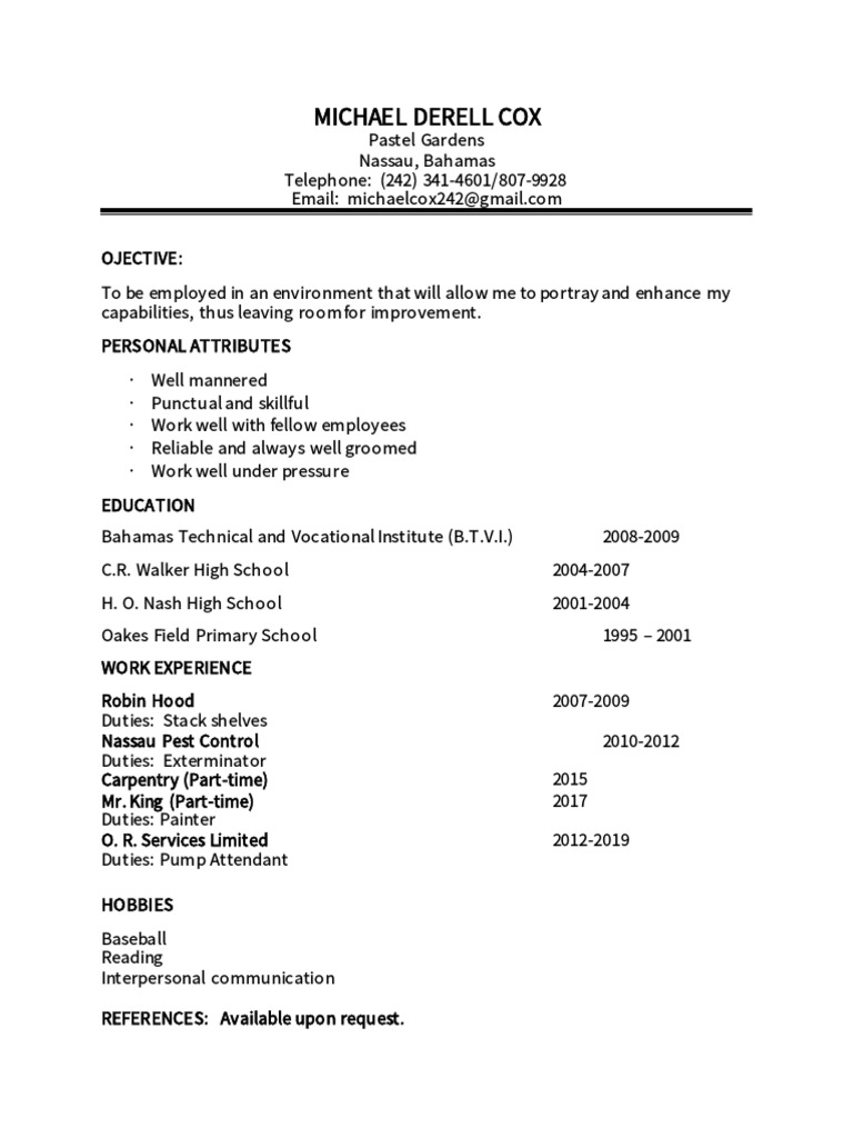 Michael Derell Cox - Resume | PDF