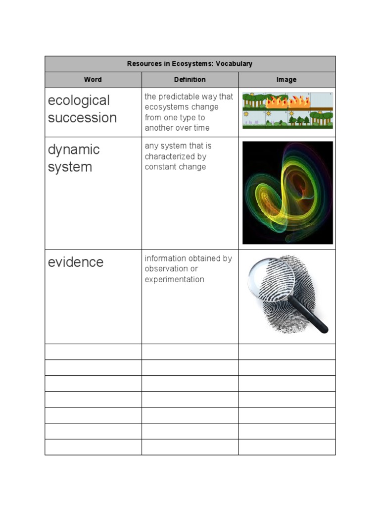 Ecosystem Vocabulary Guide | PDF | Wellness | Science & Mathematics