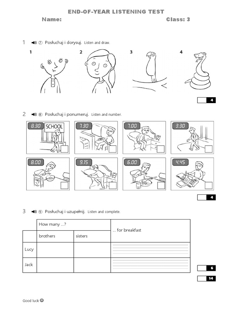 YTT - 3 - Unit EOY - Test - Listen | PDF