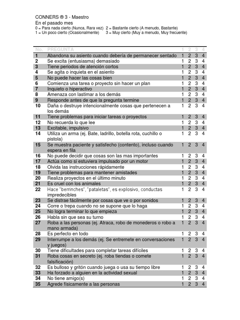 CONNERS ® 3 - Maestro - Español | PDF