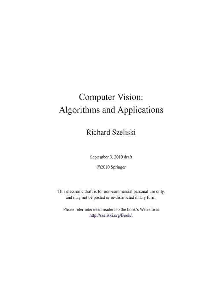 Szeliski Computer Vision PDF | PDF