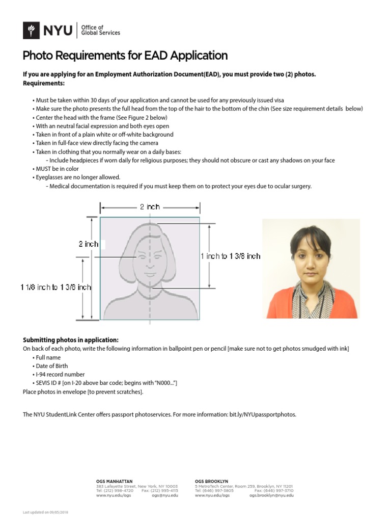 Photo Requirements For Ead Application | PDF