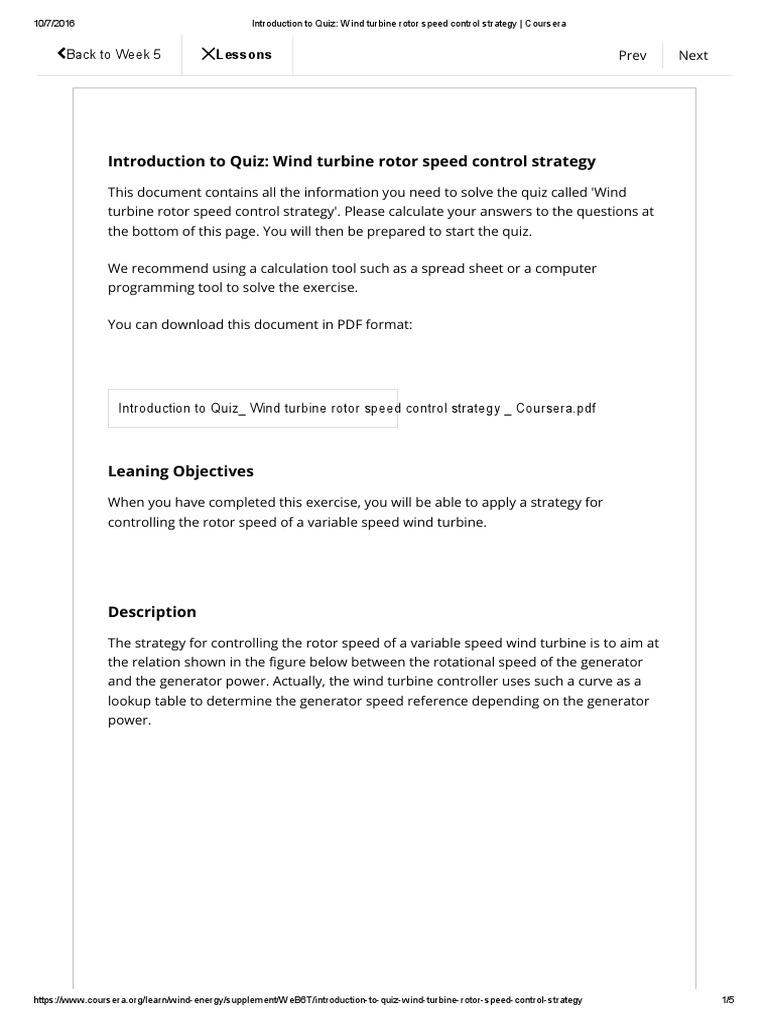 2 - Introduction To Quiz - Wind Turbine Rotor Speed Control Strategy ...