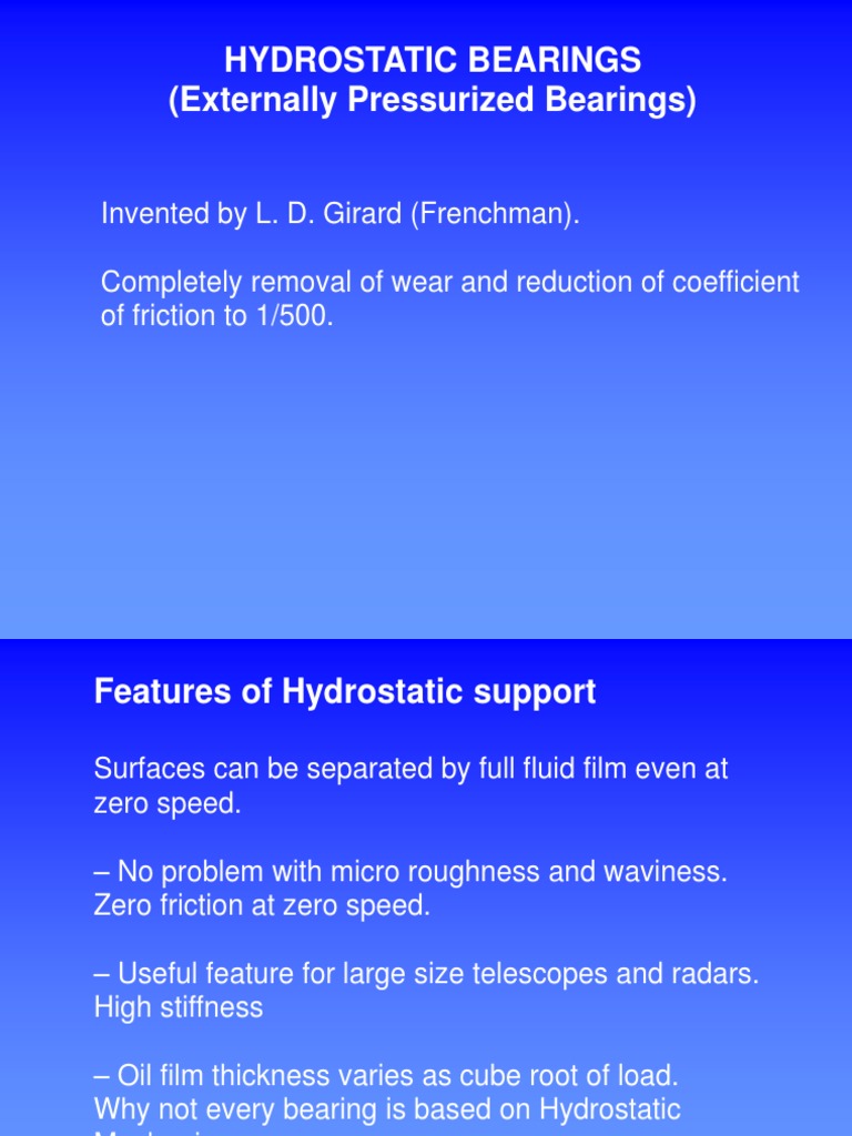 10 Hydrostatic Bearings | PDF | Bearing (Mechanical) | Pump