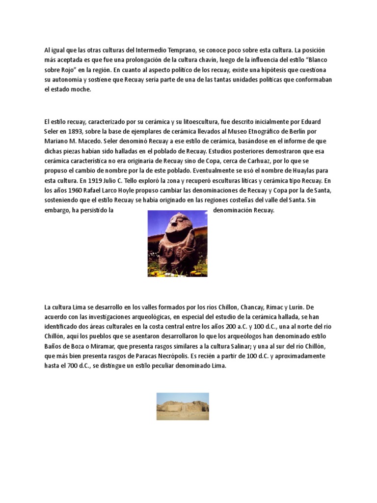 Intermedio Temprano | PDF | Museología | Perú