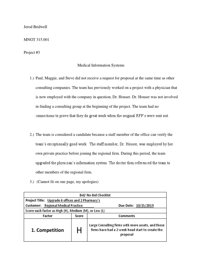 MNGT 315 Project 3 | PDF | Request For Proposal | Business