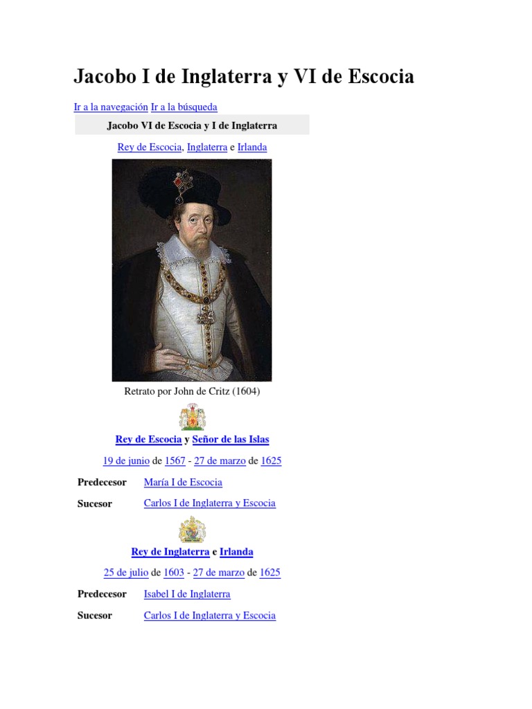 Jacobo I de Inglaterra y VI de Escocia | PDF | James Vi y yo | protestante