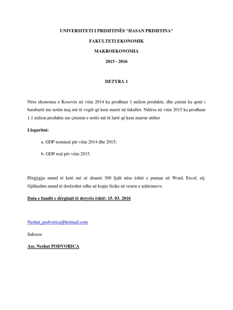 Detyra 1 Makroekonomi PDF | PDF