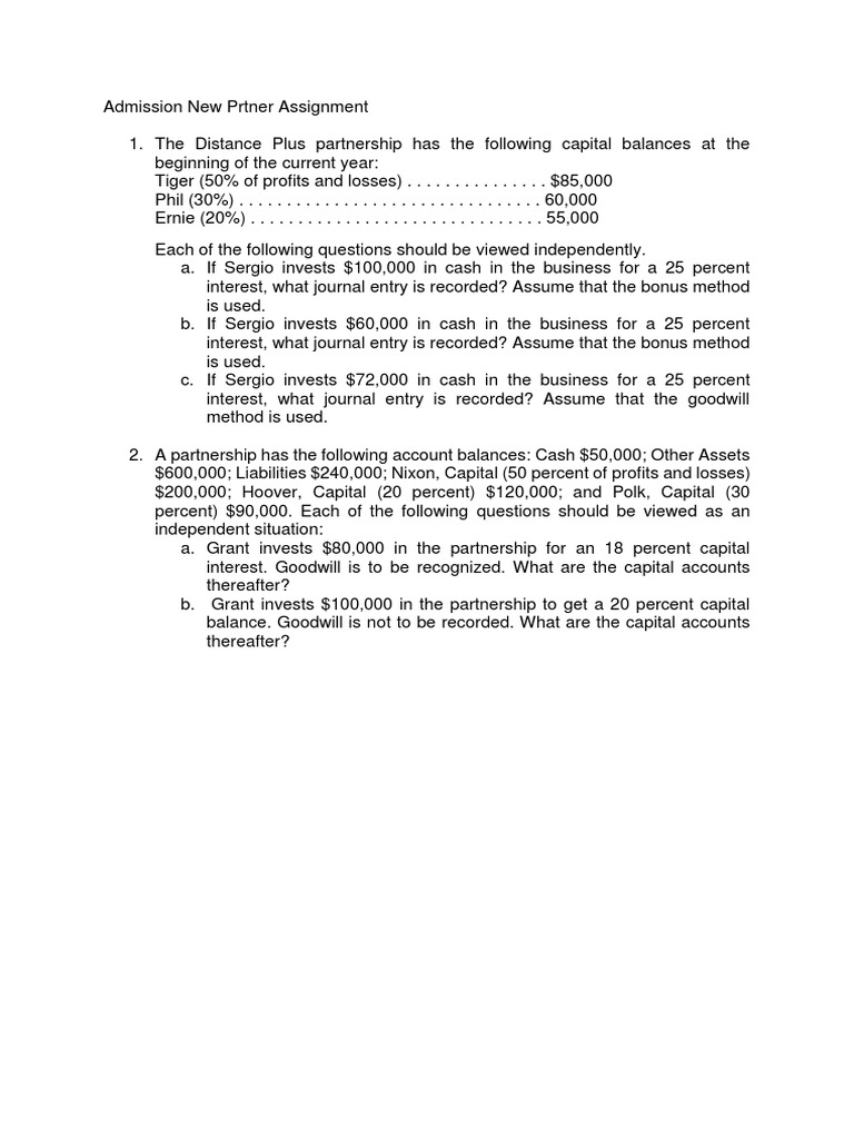 Admission New Partner Assignment | PDF