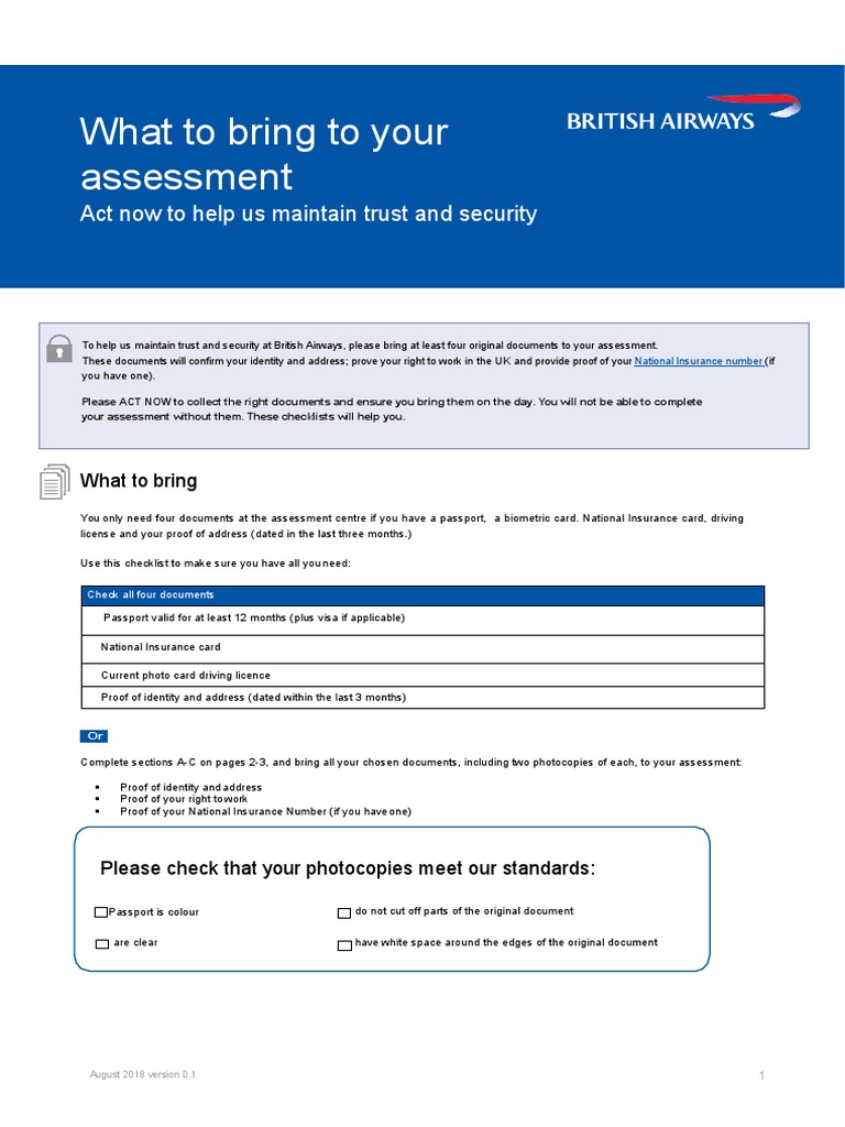 British Airways Guide | PDF | Identity Document | Government And Personhood