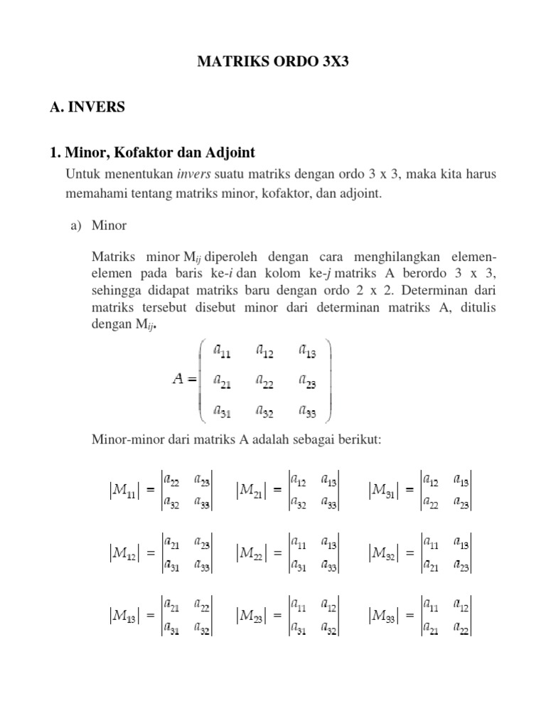 Invers Matriks Ordo 3x3 | PDF