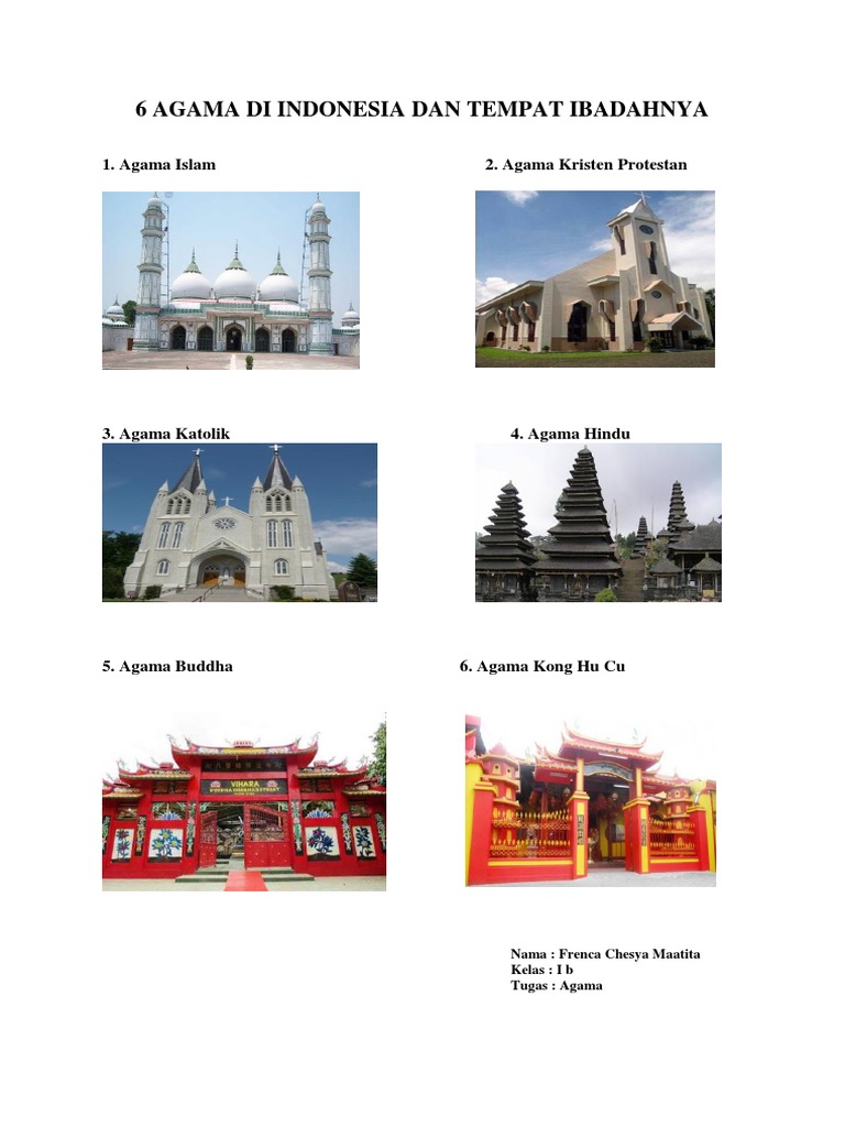 6 Agama Di Indonesia Dan Tempat Ibadahnya | PDF