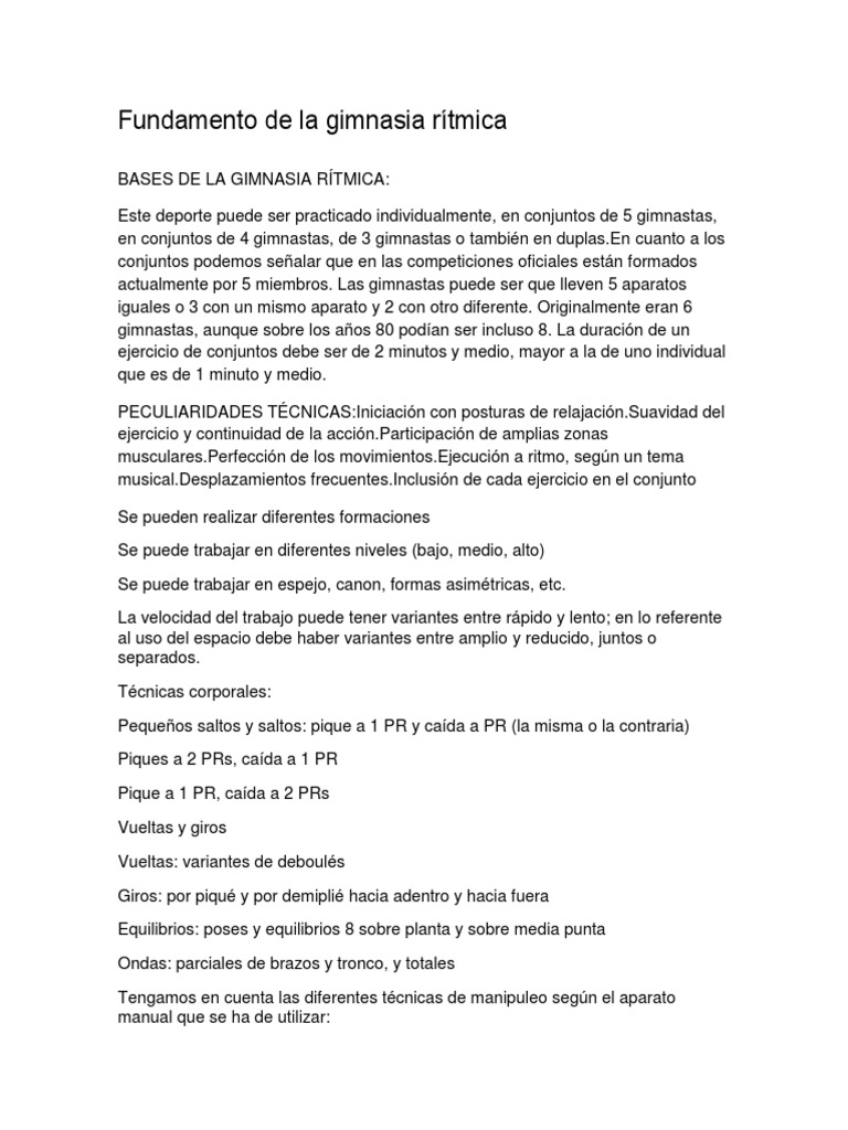Fundamentos de la Gimnasia Rítmica | PDF | Gimnasia | Ritmo