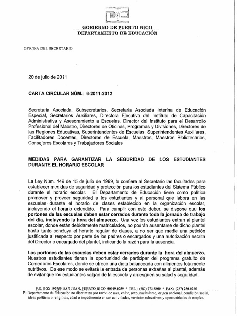 Carta Circular | PDF | Gobierno | Escuelas