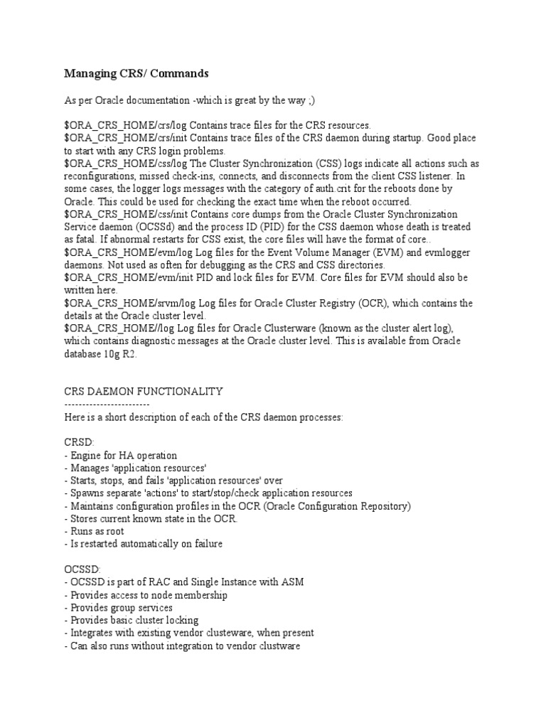 Managing CRS | PDF | Oracle Corporation | Computer Data