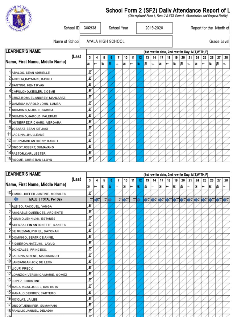 Sample SF2 With Formula | PDF | Action (Philosophy) | Health Sciences