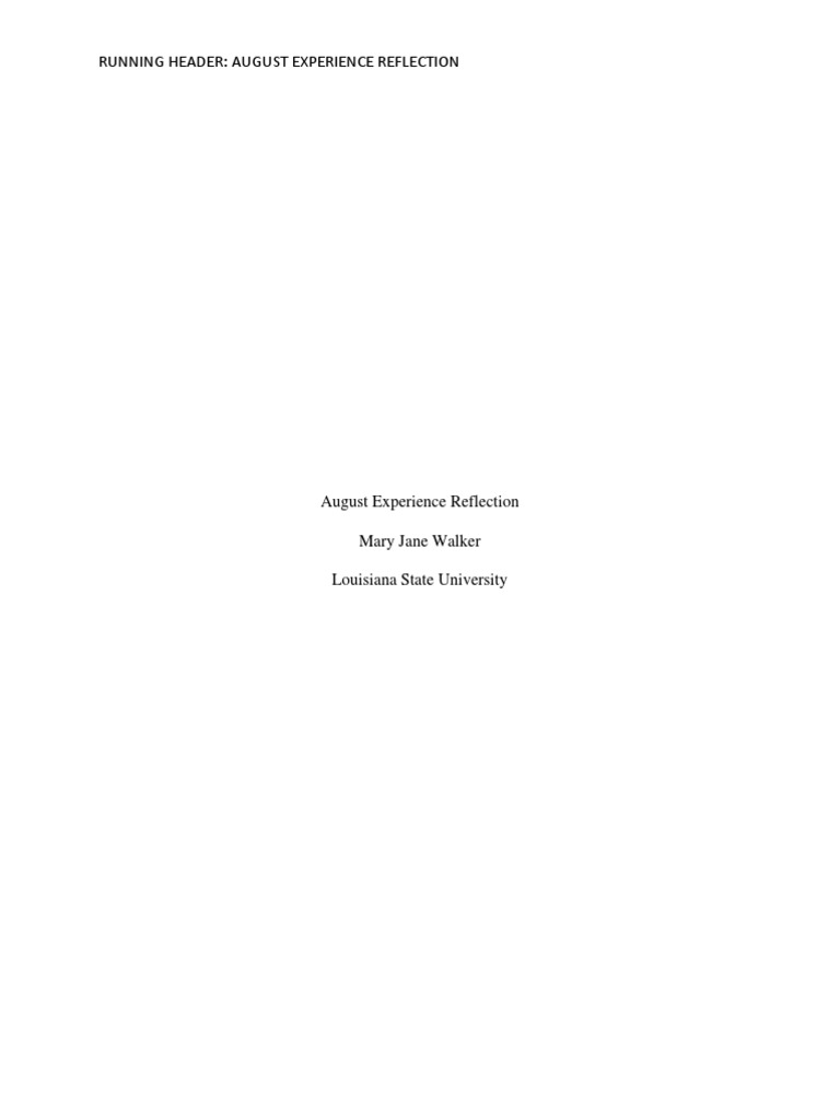 August Experience Reflection | PDF | Classroom | Teachers