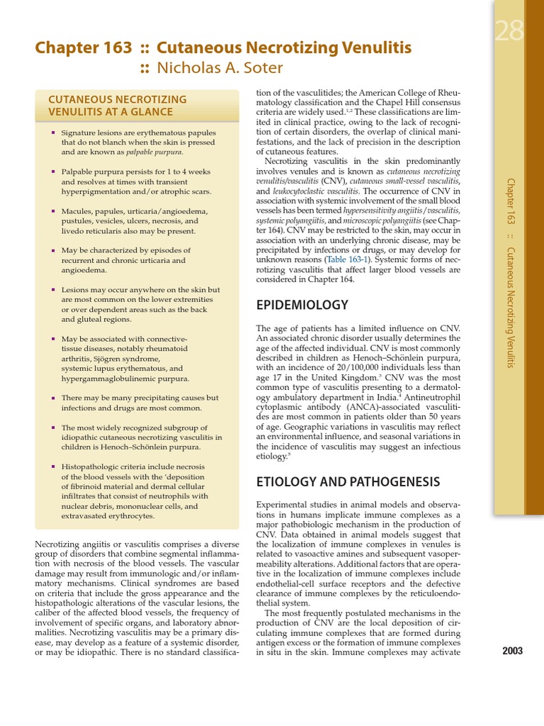 Chapter 163:: Cutaneous Necrotizing Venulitis:: Nicholas A. Soter | PDF ...