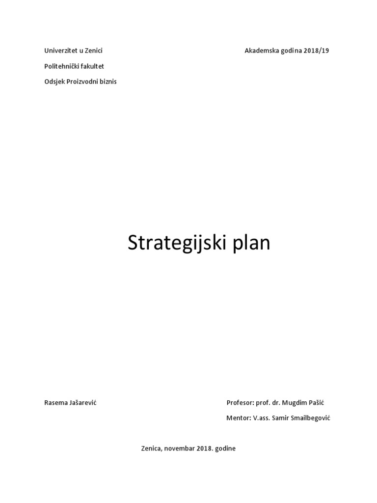 Strategijski Plan | PDF