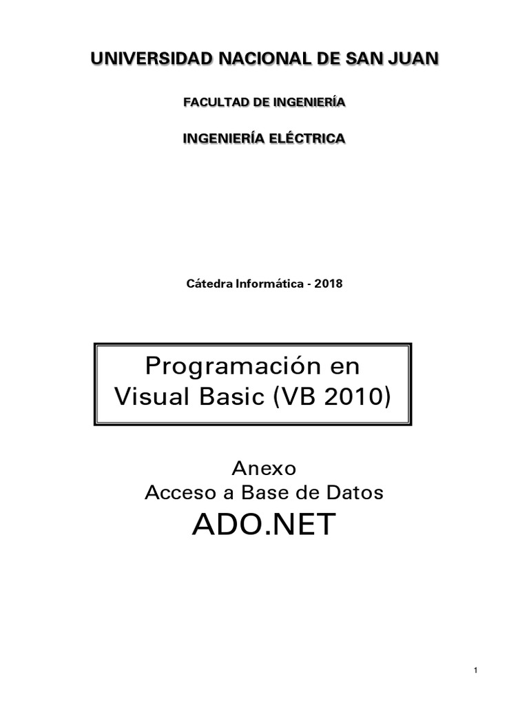 Programación en Visual Basic (VB 2010) : Anexo Acceso A Base de Datos | PDF | Active X Data ...