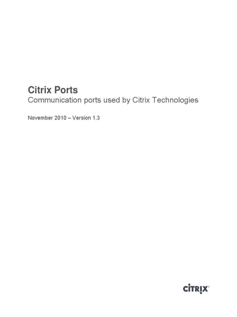 Citrix Ports | PDF | Port (Computer Networking) | Transmission Control ...