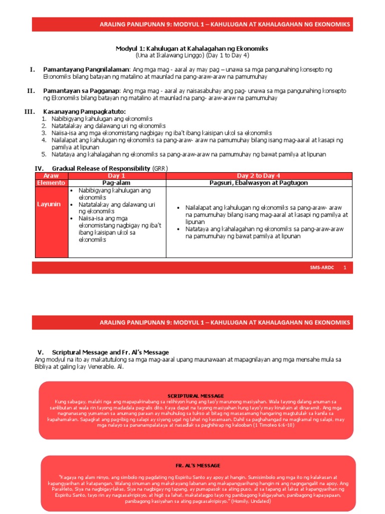 Aral Pan_Grade 9_Q1_Module 1 (Kahulugan at Kahalagahan Ng Ekonomiks)