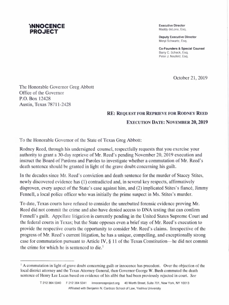 Letter To Governor Abbott | PDF | Pardon | Witness