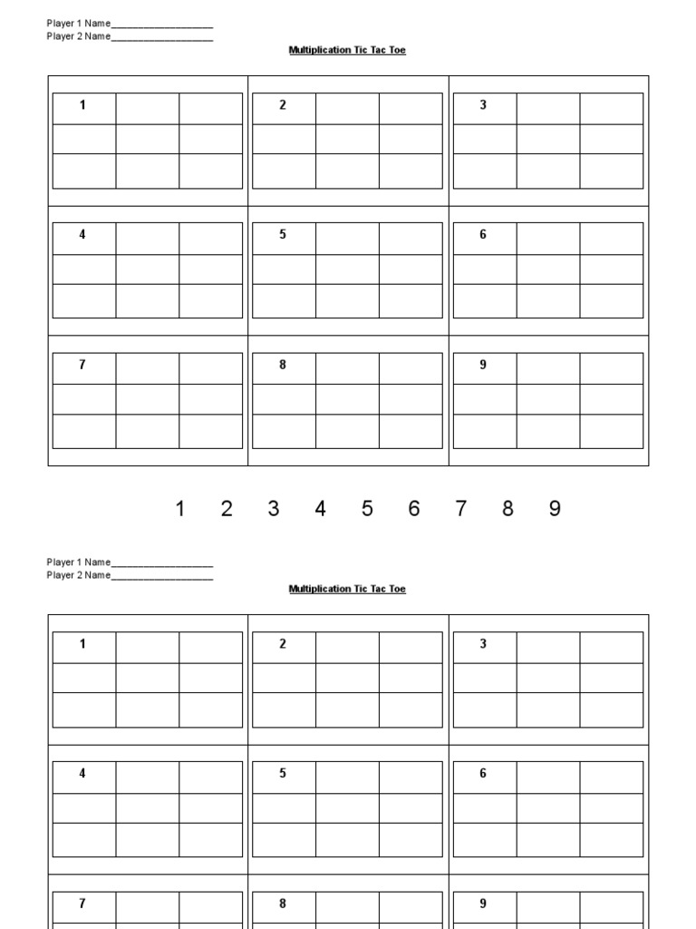 Multiplication Tic Tac Toe Board & Score Sheet | PDF