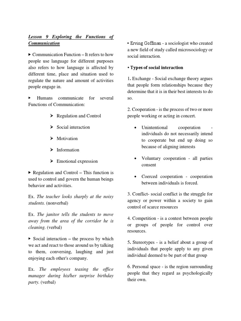 Lesson 9 Exploring The Functions of Communication: - Types of Social ...