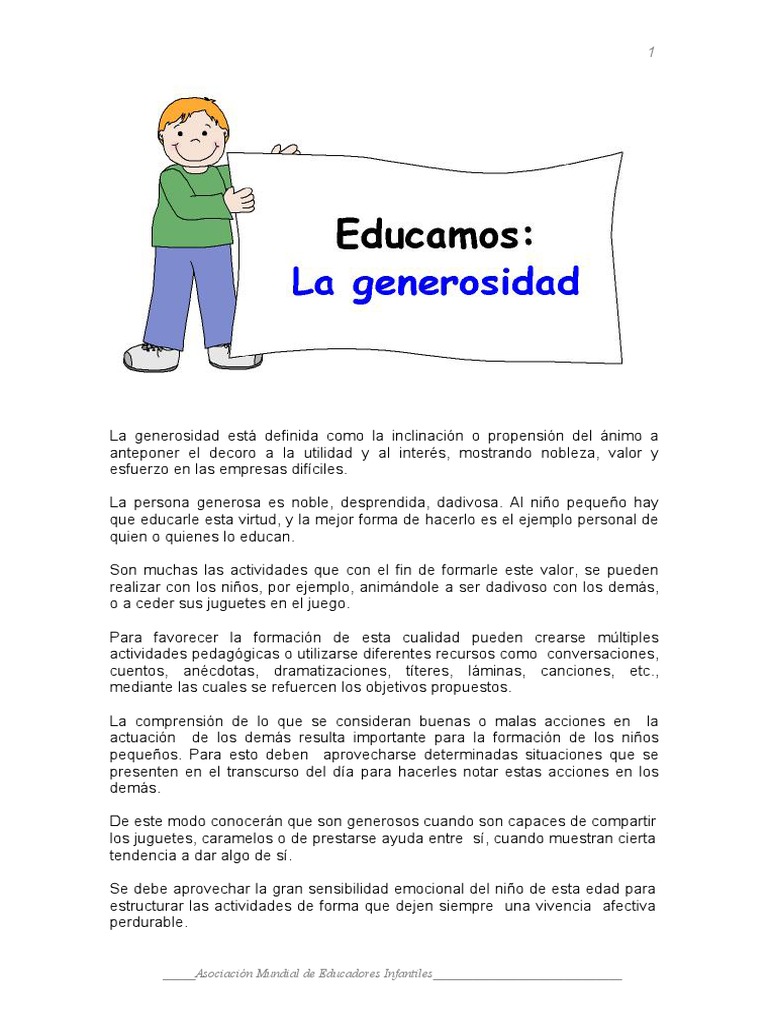 Guia Practica Sobre El Valor De La Generosidad Pdf Pdf Juguetes
